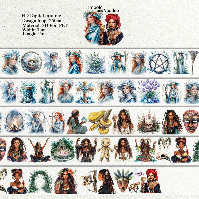 PET 3D raised tape Imbolc and Voodoo tape,one roll fashion, junk journ ...